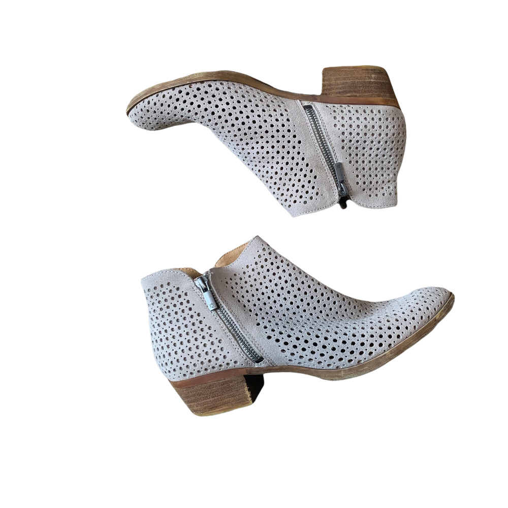 Lucky Brand Basel Perforated Suede Heeled Ankle Booti… - Gem